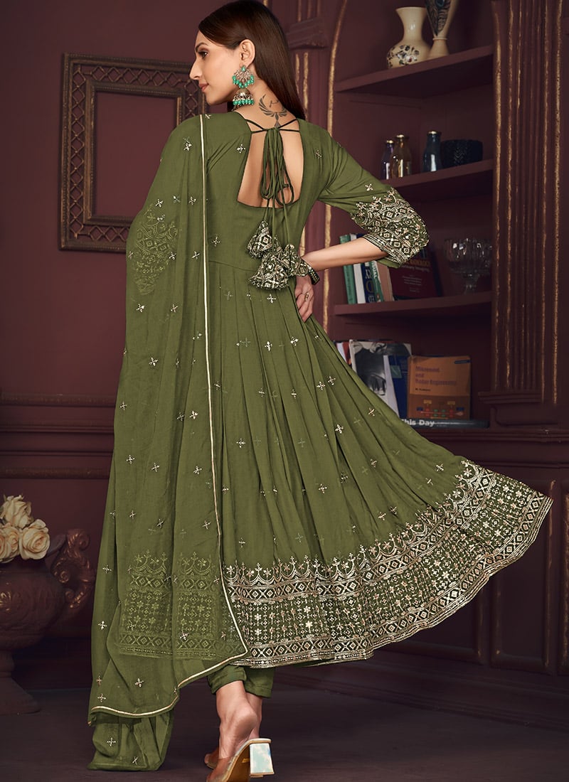 Buy Faux Georgette Embroidered Anarkali Suit Party Wear Online at Best ...