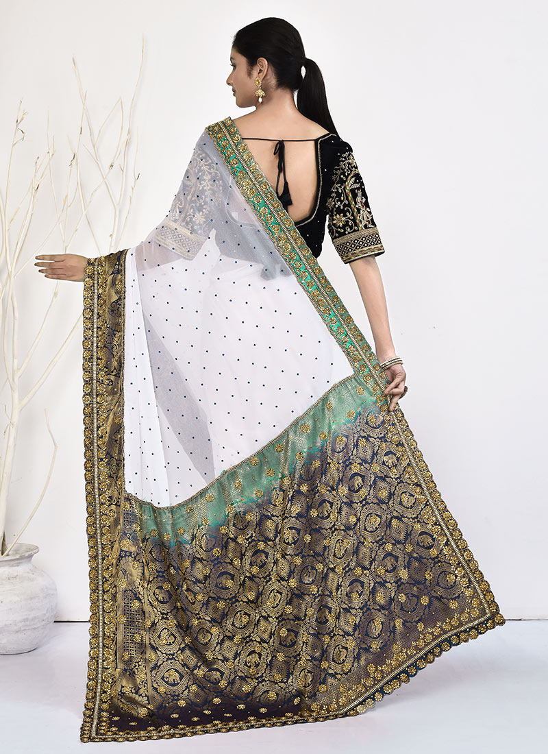 Hand Embroidered Sarees | Zardosi Sarees | Zari Stone work sarees