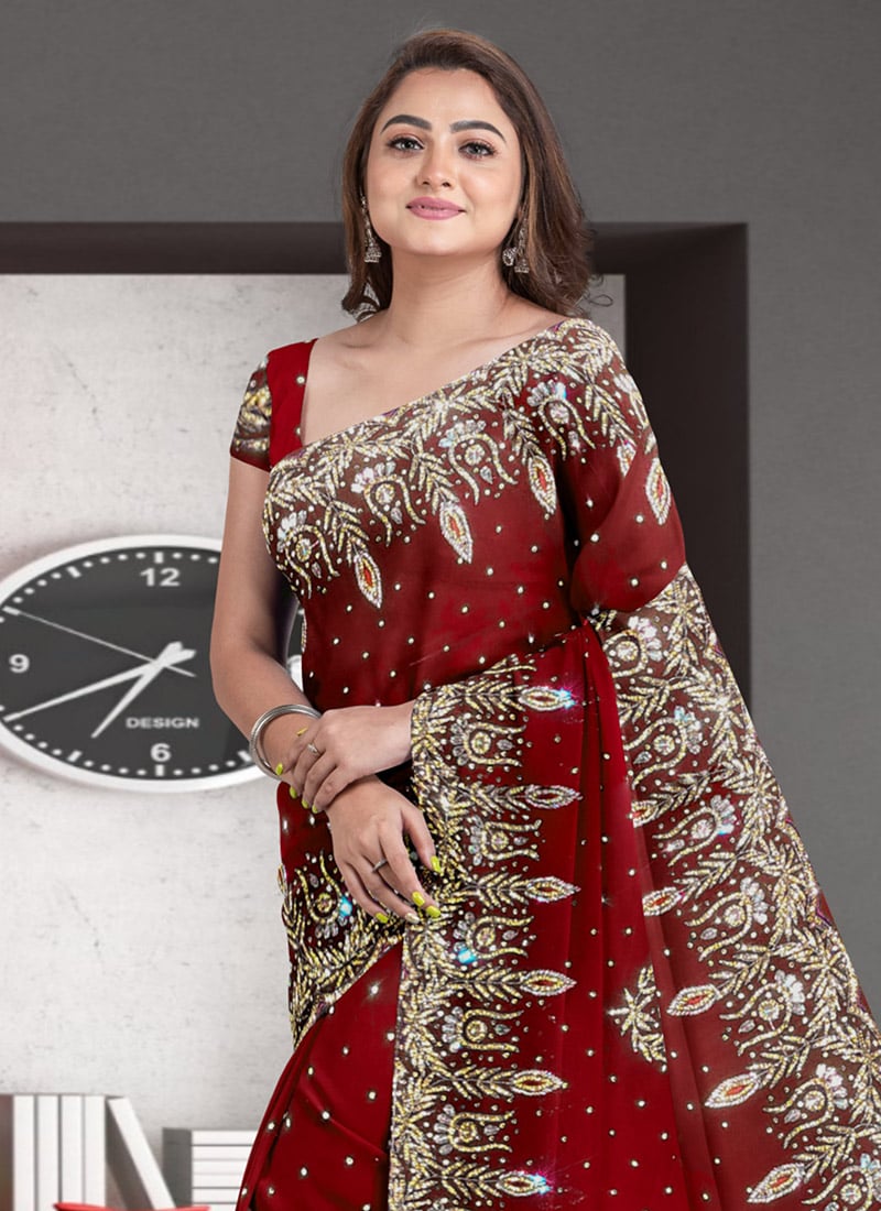 Maroon Saree | Buy Maroon Sarees Online Shopping - Cbazaar