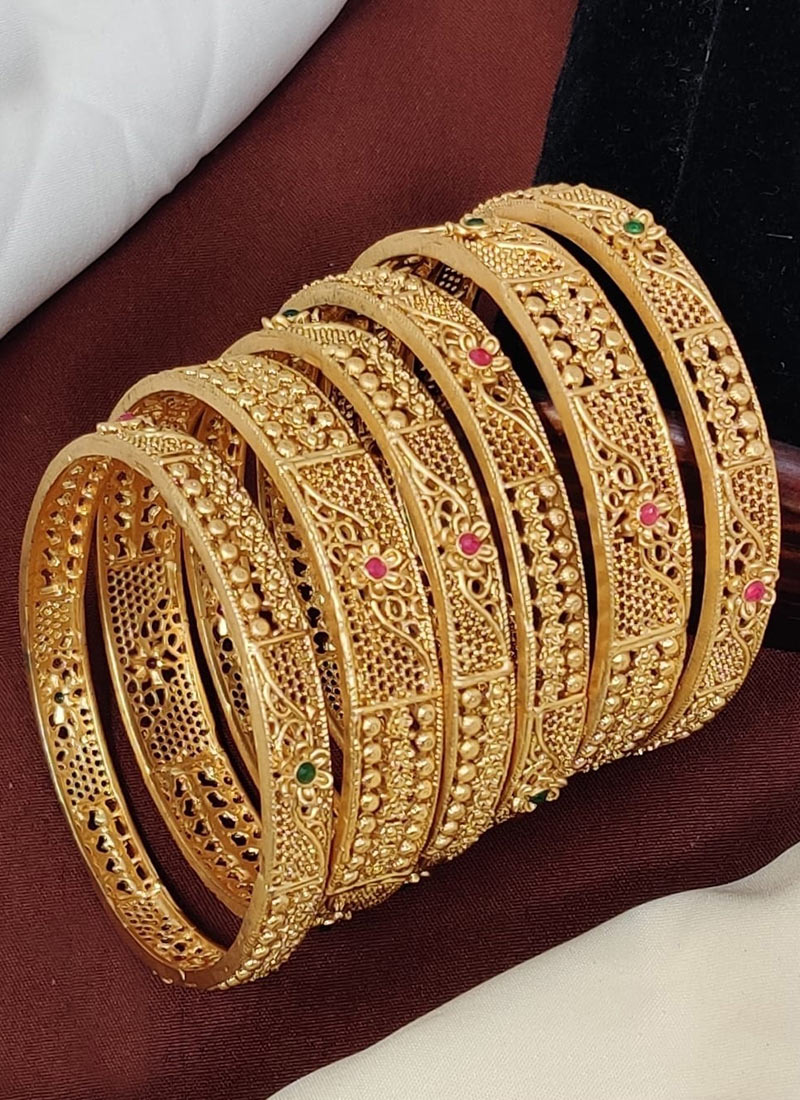 Buy Gleaming Gold Plated Stones Bangles Online at Best Price | Cbazaar
