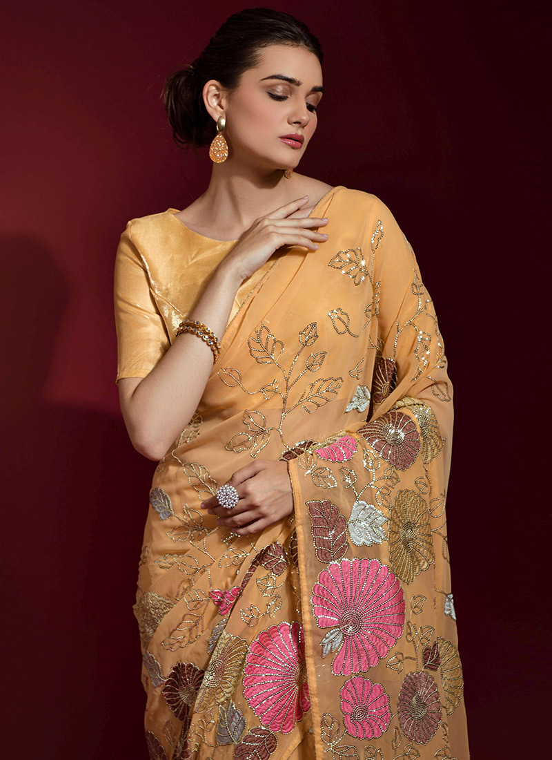 Buy Latest Gold Sarees Designs Online - Cbazaar