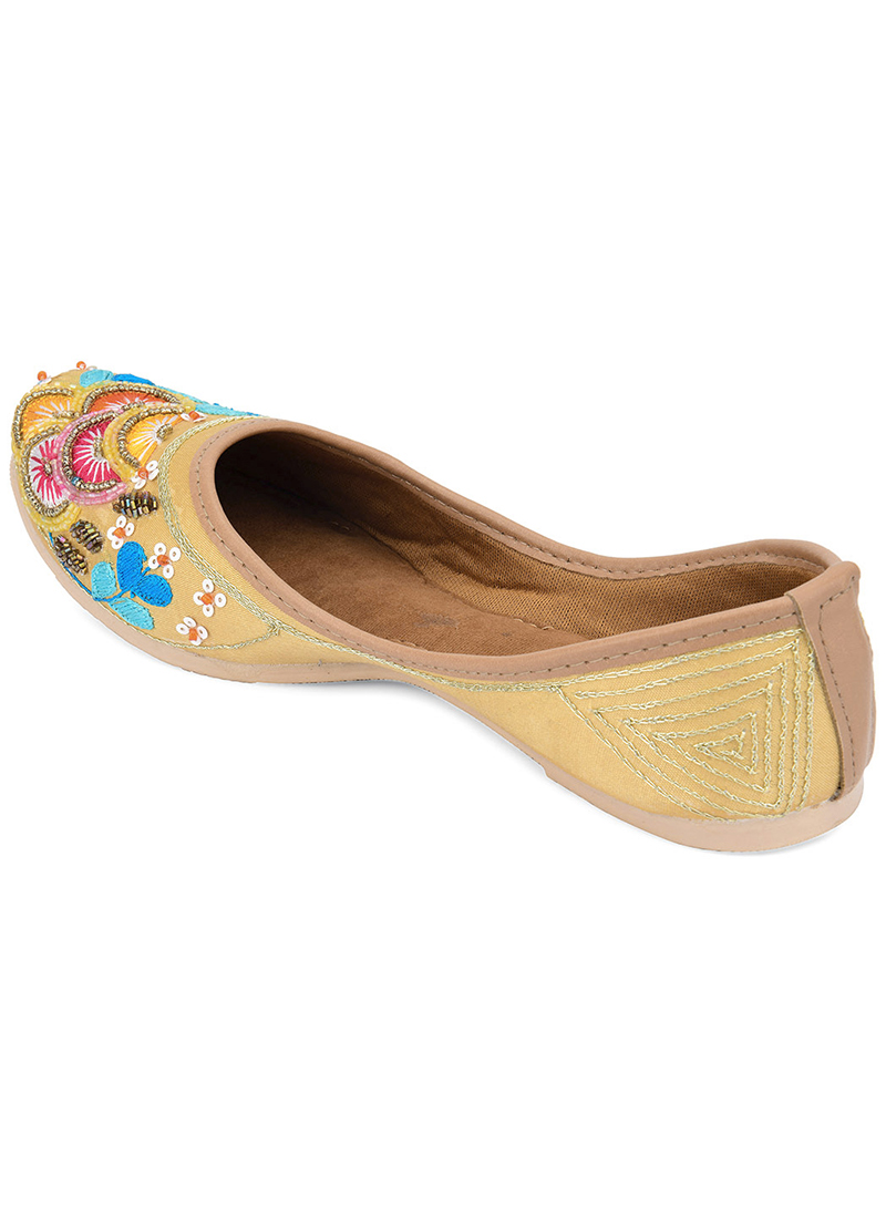 Shop Golden Hand Embroidered Sequins Juti in UK - Cbazaar