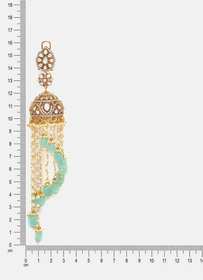 Shop Green Kundan And Stone Work Jhumka Wedding Wear in India - Cbazaar