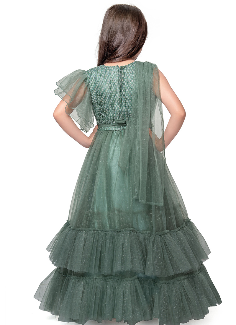 Shop Green Net Dress Girl Kids Online at Best Price | Cbazaar