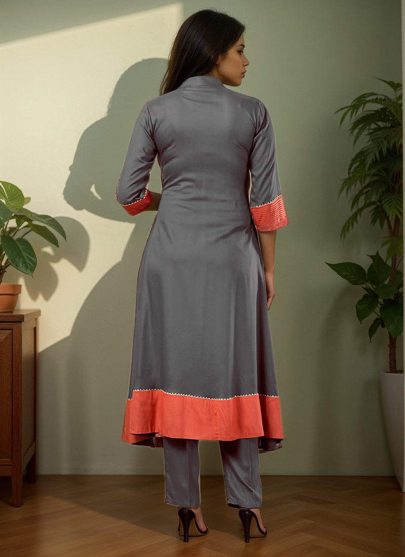 Buy Grey Rayon A Line Straight Pant Suit After Six Wear Online at Best ...