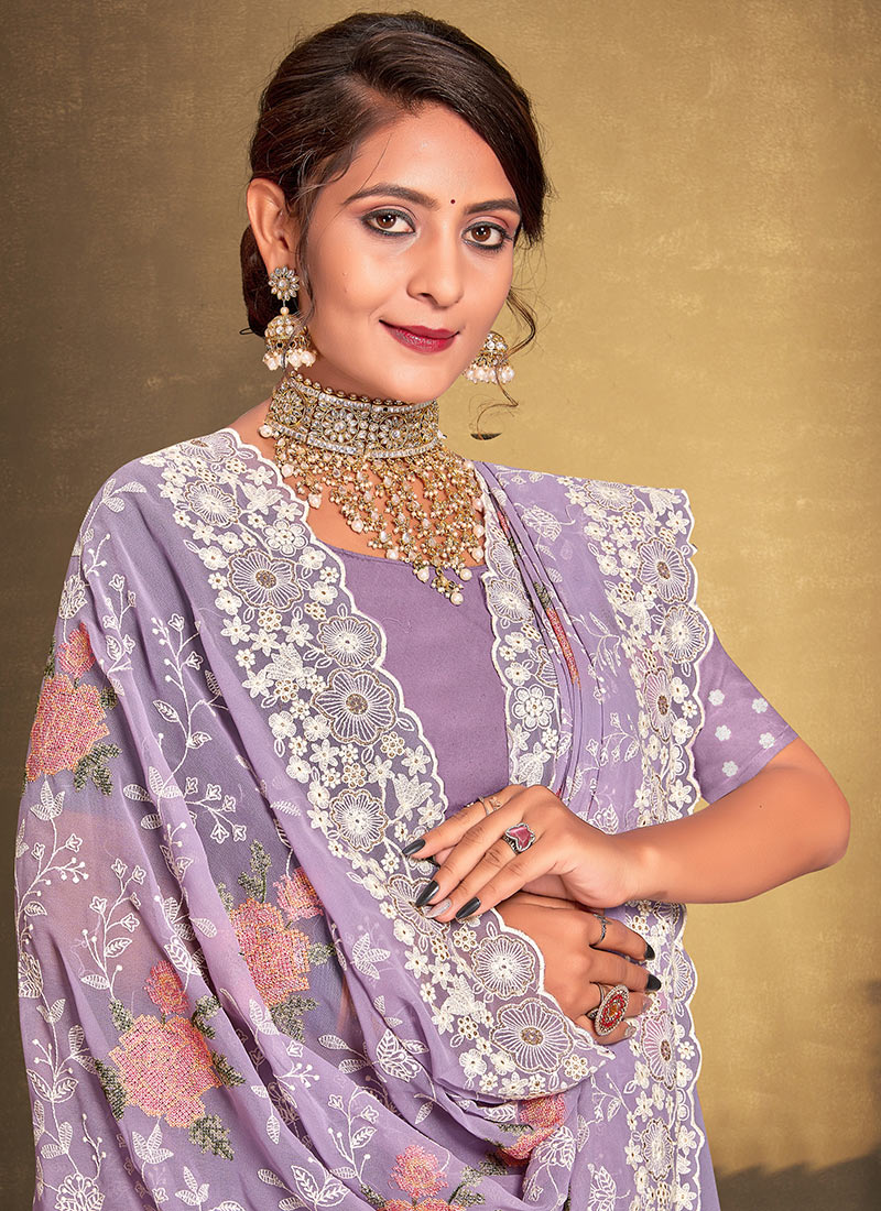 Buy Lavender sarees online | Lavender sarees styles | Online Lavender ...