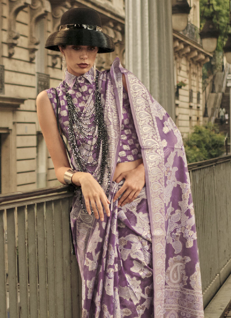 Buy Lavender sarees online | Lavender sarees styles | Online Lavender ...