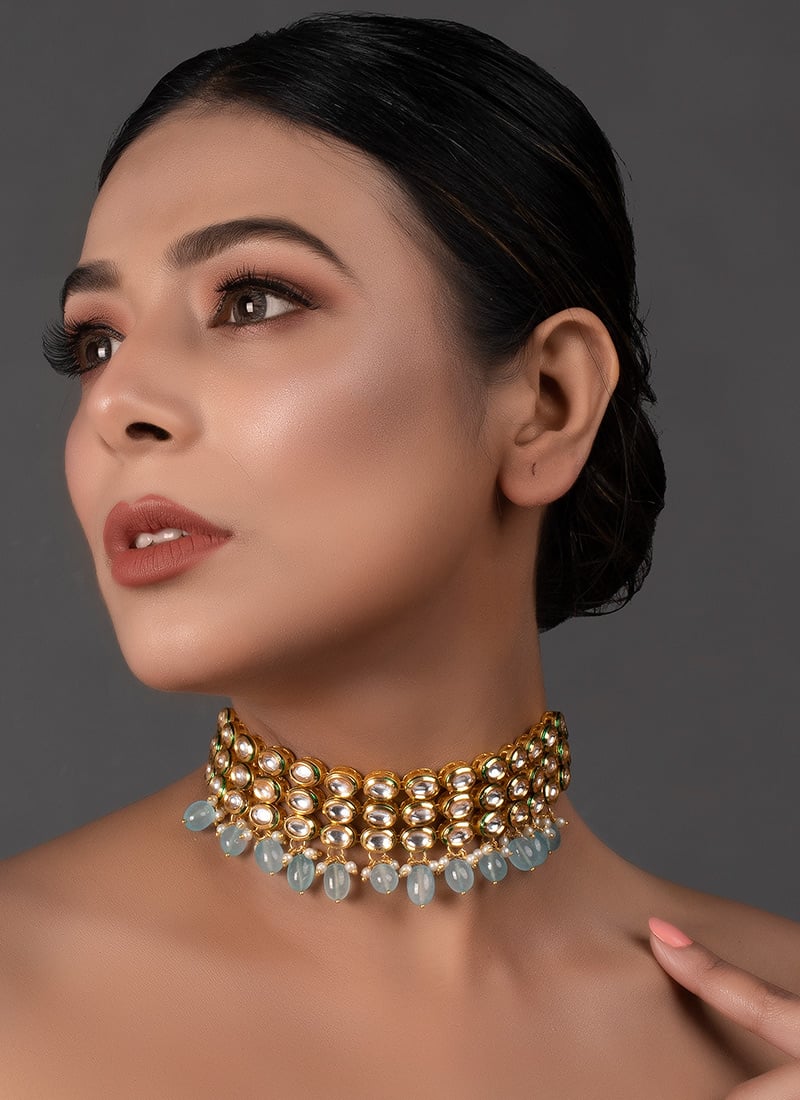 Shop Light Blue Choker Set Online at Best Price | Cbazaar