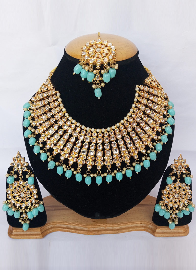 Buy Light Blue Necklace Set Wedding Wear Online at Best Price | Cbazaar