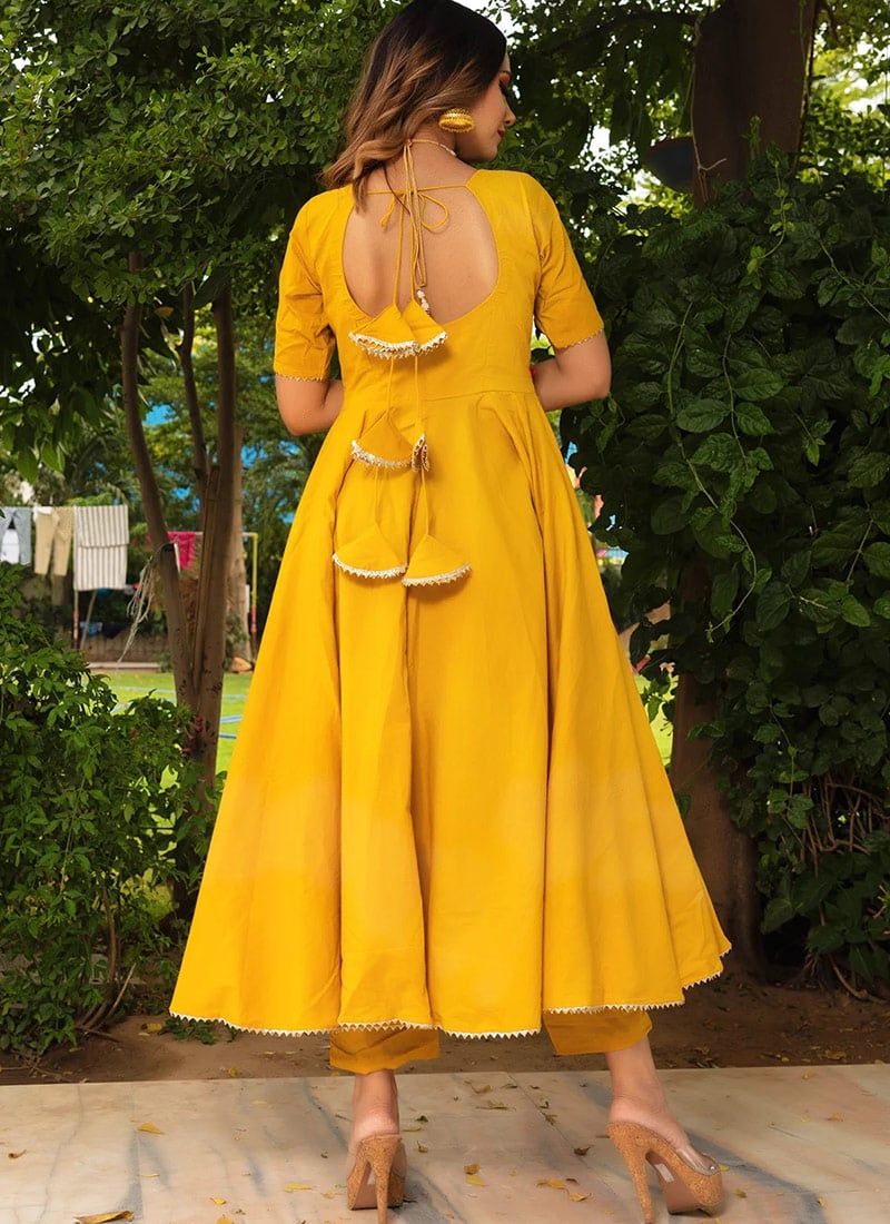 Shop Yellow Pure Cotton Simple Anarkali Suit After Six Wear in India ...