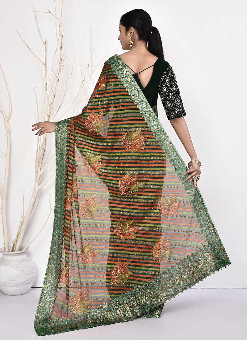 Hand Embroidered Sarees | Zardosi Sarees | Zari Stone work sarees