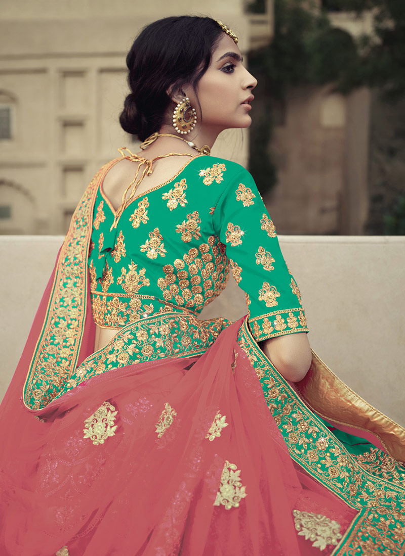 Buy Magnificently Stone And Zari Thread Work Umbrella Lehenga Wedding ...