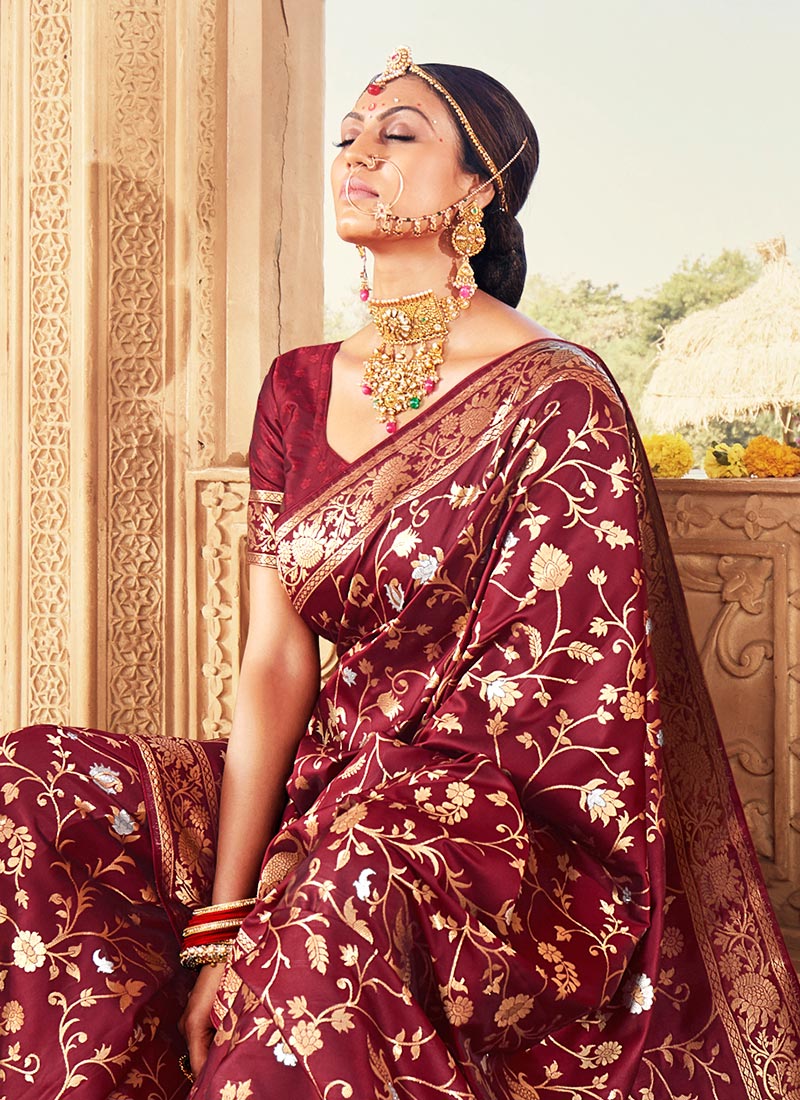 Maroon Saree | Buy Maroon Sarees Online Shopping - Cbazaar