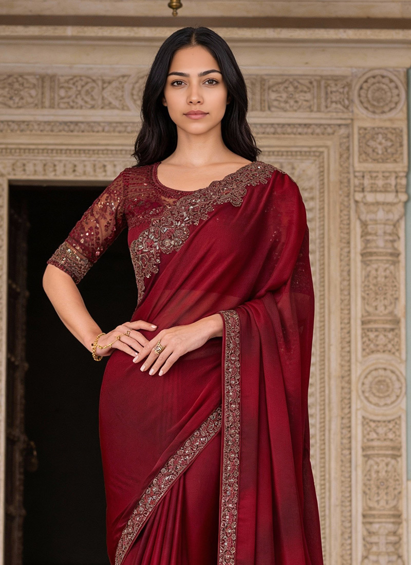 Maroon Saree | Buy Maroon Sarees Online Shopping - Cbazaar