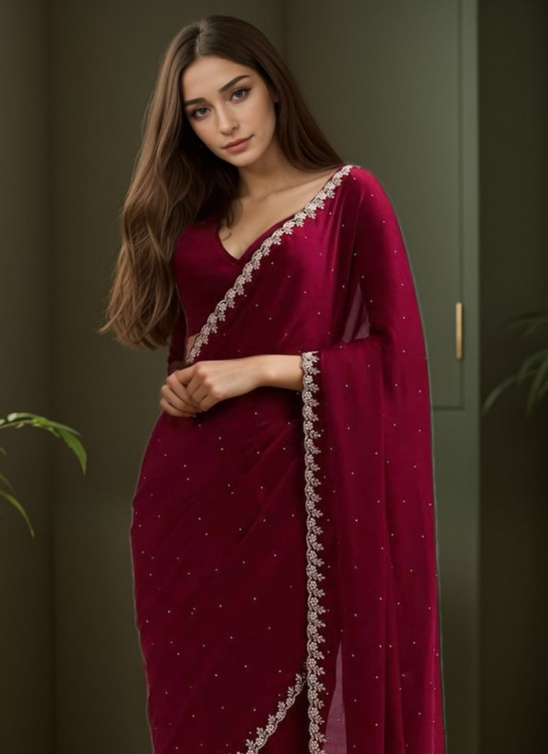 Maroon Saree | Buy Maroon Sarees Online Shopping - Cbazaar