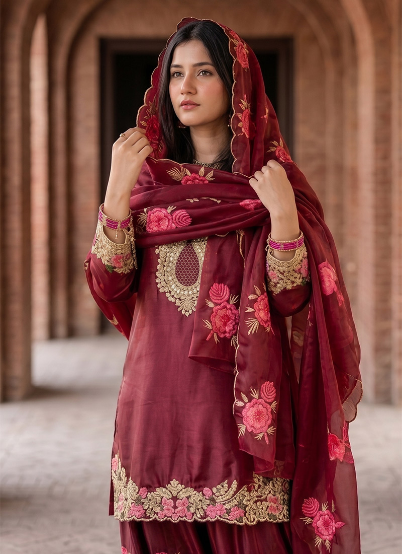 Shop Latest Maroon Salwar Kameez Collection for Women