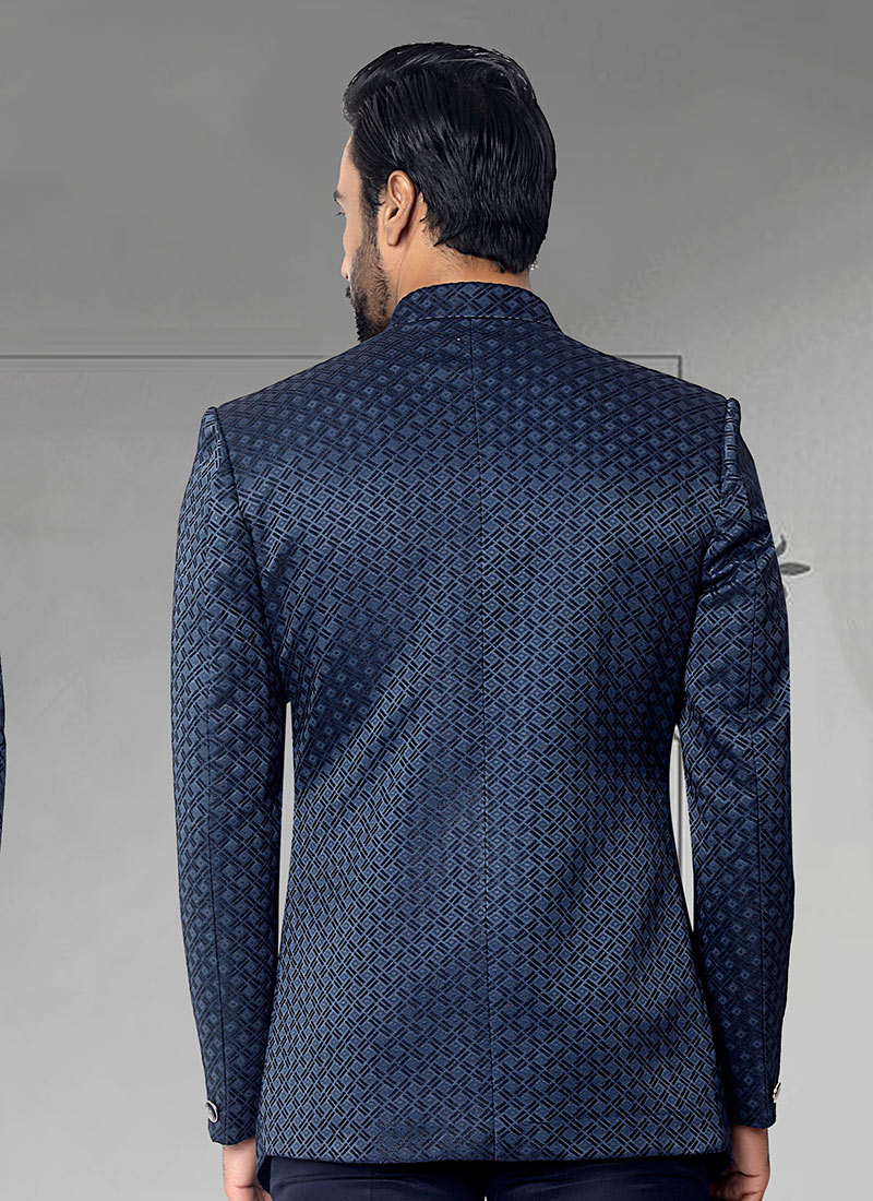 Shop Navy Blue Terry Rayon Jodhpuri Suit Wedding Wear in India - Cbazaar