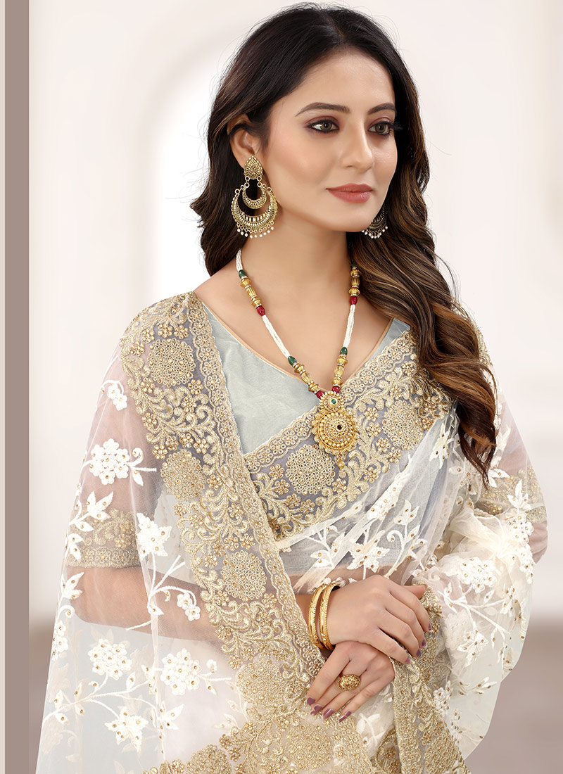 Shop Off White Sarees Online Shopping - Cbazaar