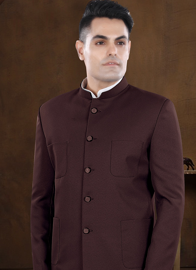 Shop Off White Silk Kurta With Jodhpuri Wine Dressy Bandi Set Festive ...