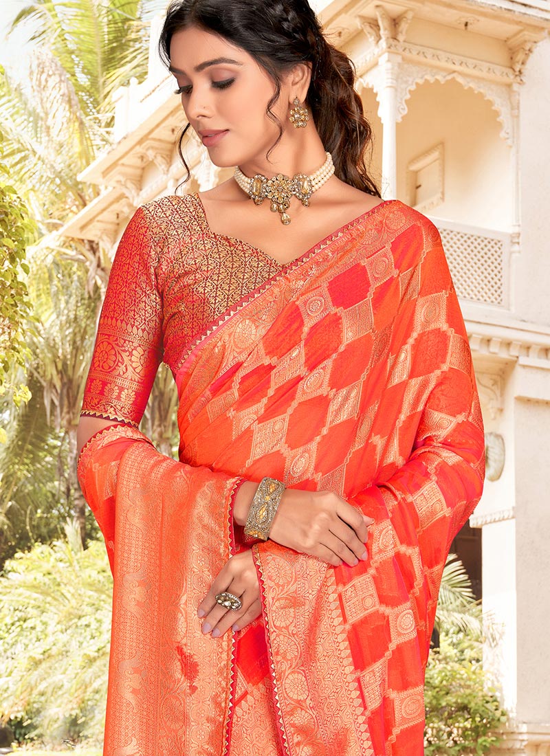 Buy Orange Sarees Online | Orange Sarees Styles | Online Orange Sarees