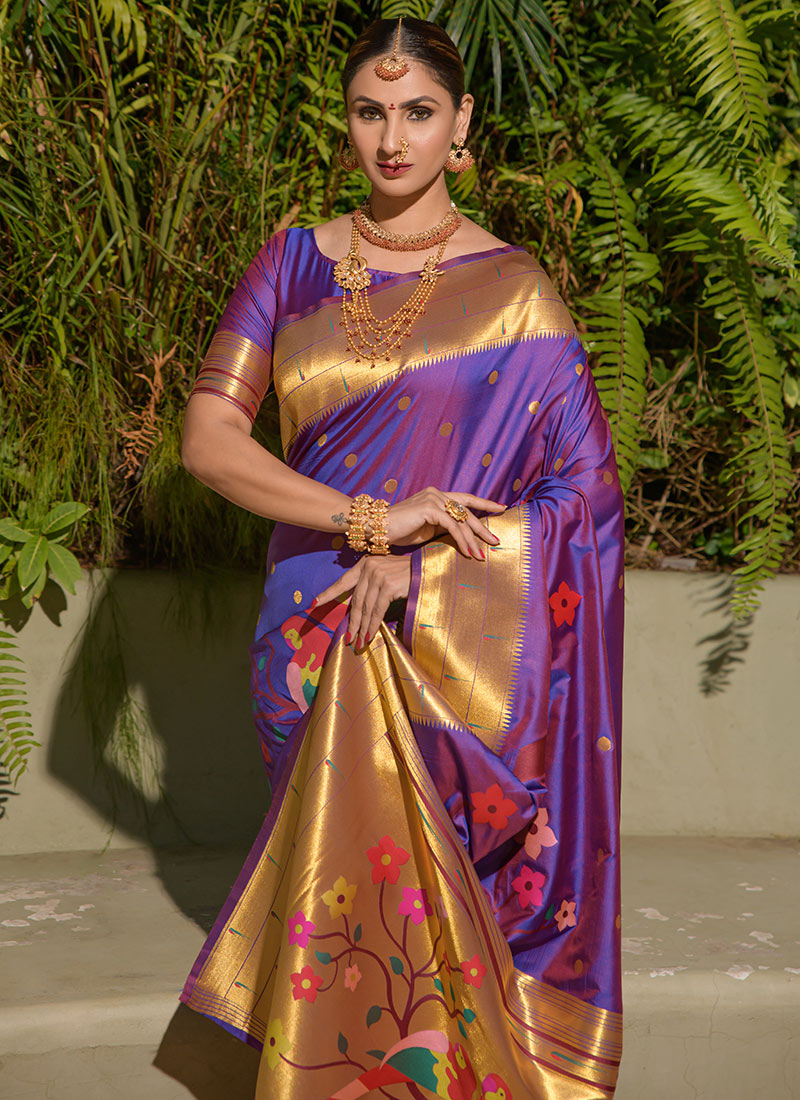 Violet Sarees: Buy Latest Designer Violet Sarees Collection