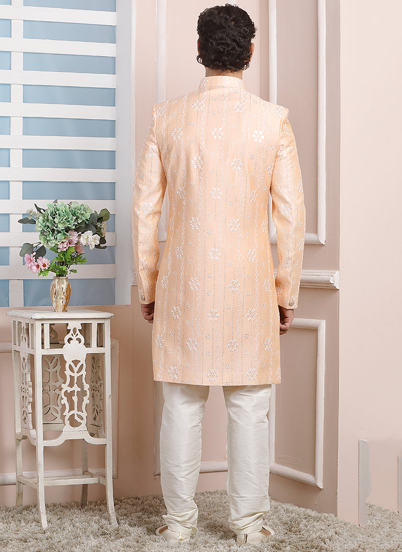 Buy Peach Color Sherwanis | Online Peach Colour Sherwanis | Designer ...