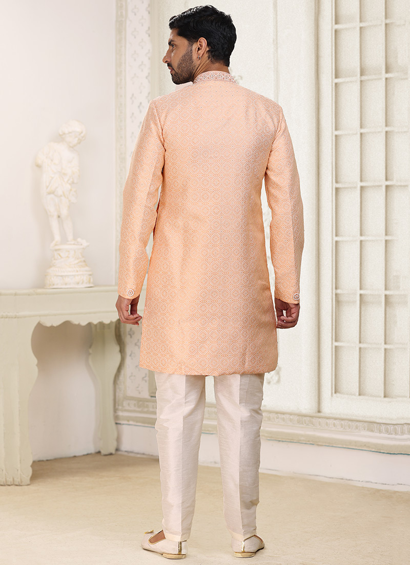 Buy Peach Color Sherwanis | Online Peach Colour Sherwanis | Designer ...