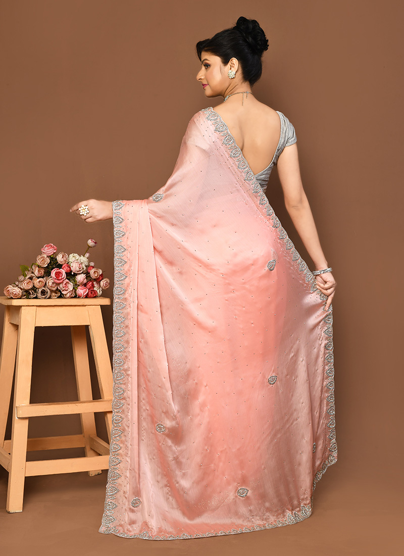 Hand Embroidered Sarees | Zardosi Sarees | Zari Stone work sarees