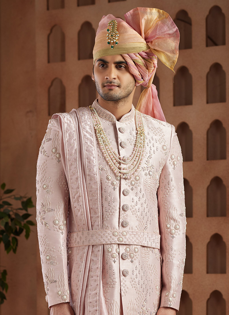 Buy Pink Color Sherwanis | Online Pink Colour Sherwanis | Designer Pink ...