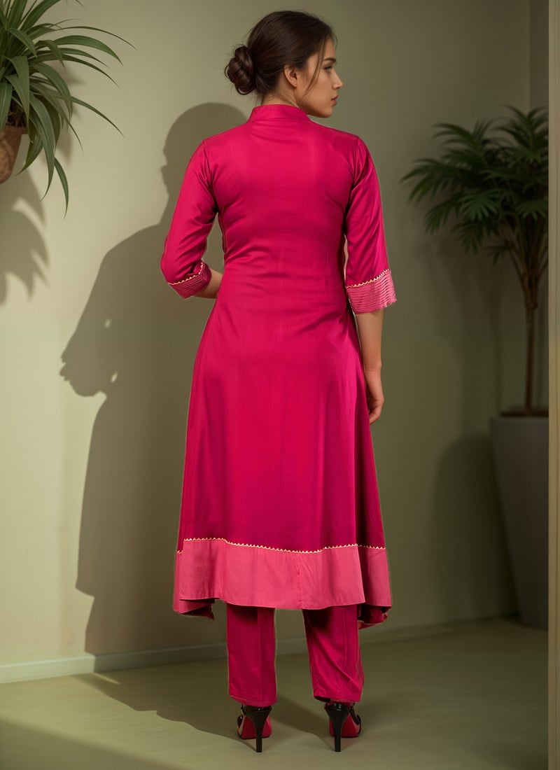 Shop Pink Rayon A Line Straight Pant Suit After Six Wear in India - Cbazaar