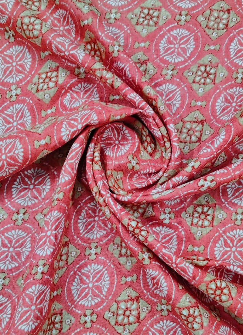 Shop Pink Rayon Mill Print Fabric in UK - Cbazaar