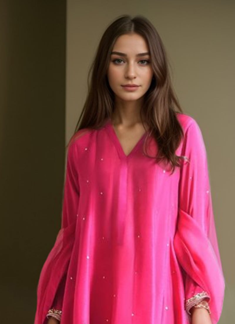 Shop Pink Roman Silk Lace Work Stunning Anarkali Suit Festive Wear ...