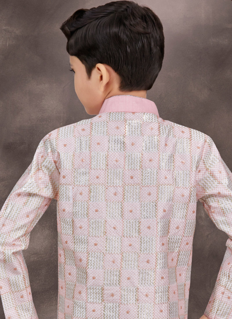 Buy Pink Silk Thread Work Sherwani Sophistication For Stylish Wedding ...