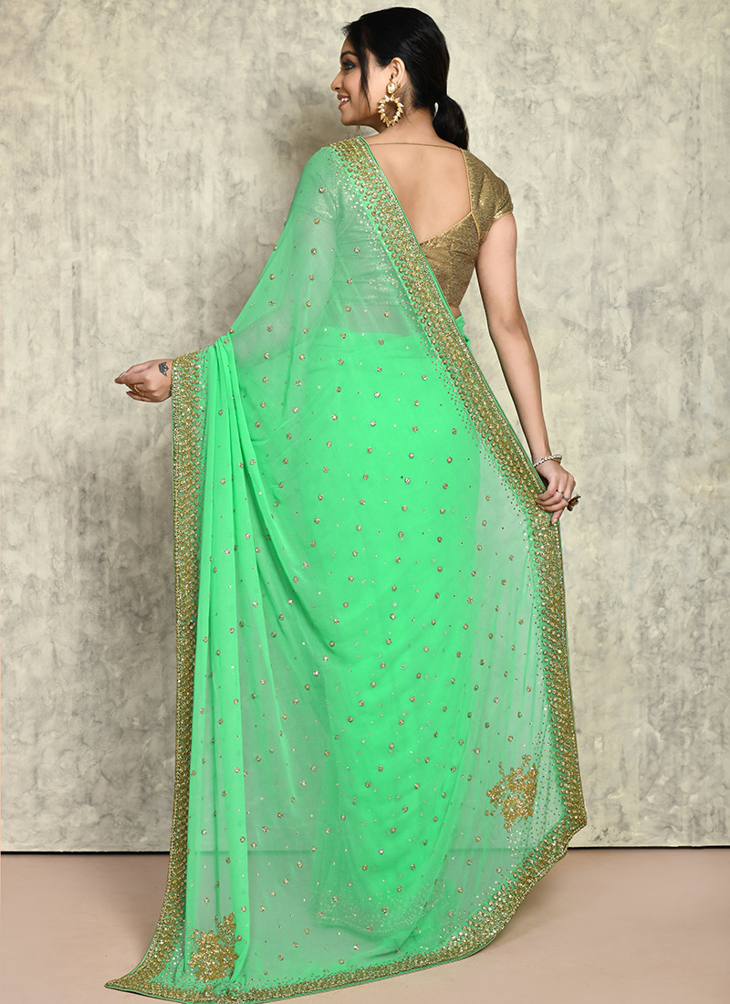 Hand Embroidered Sarees | Zardosi Sarees | Zari Stone work sarees