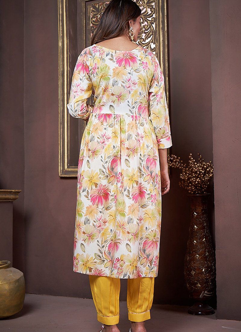 Buy Printed White Rayon Straight Pant Suit After Six Wear Online at ...