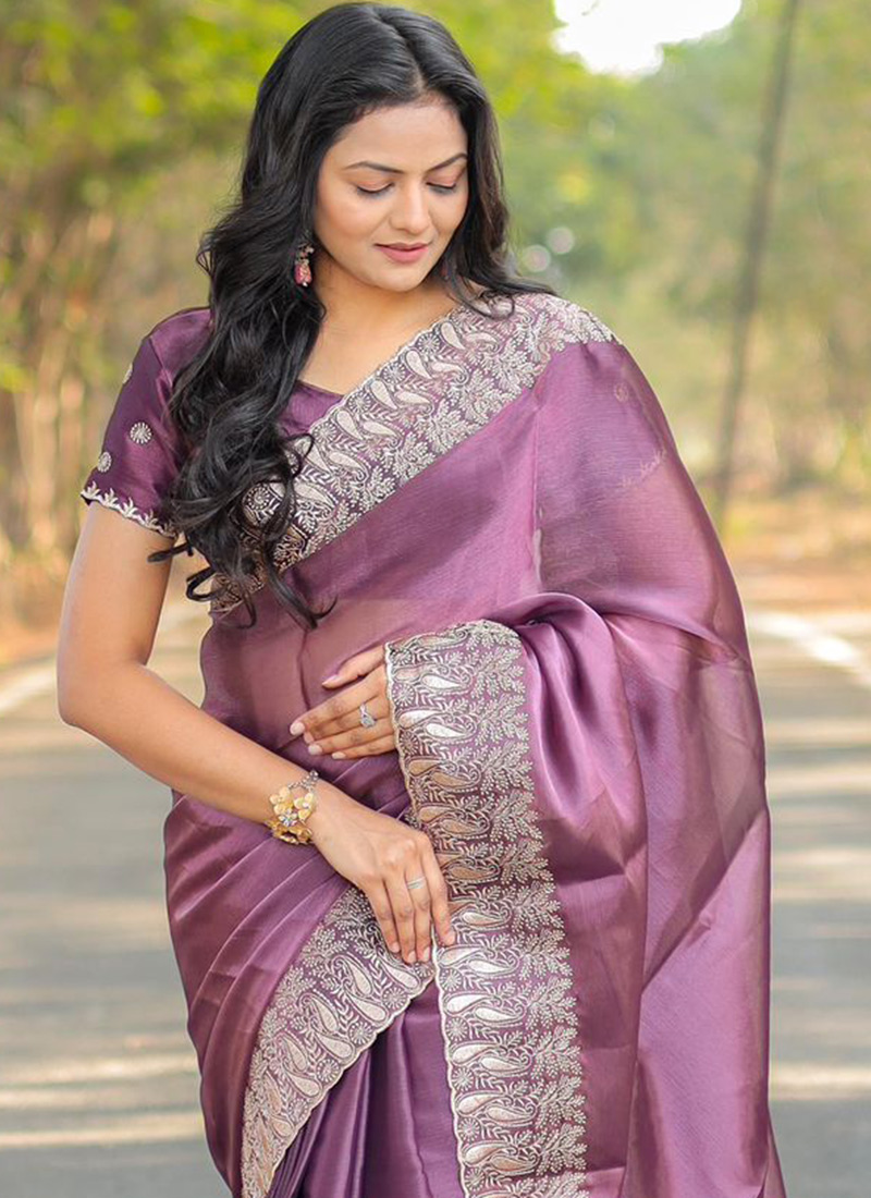 Buy Latest Purple Sarees Online For Women - Cbazaar