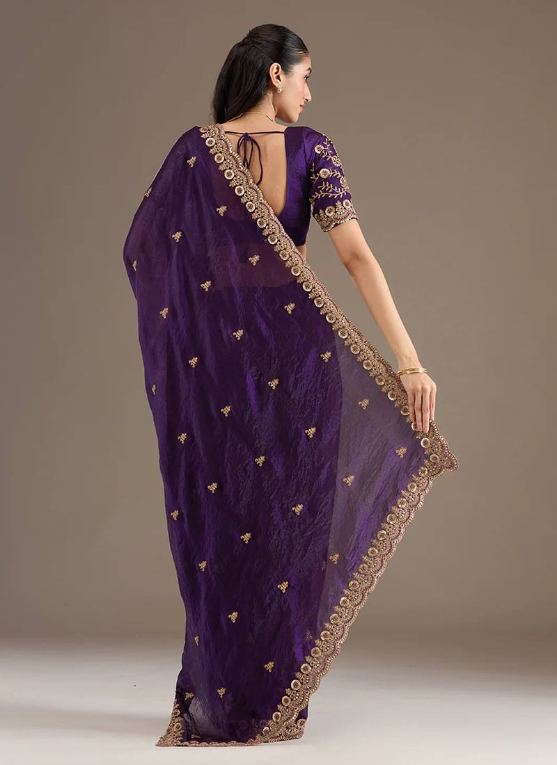Buy Latest Purple Sarees Online For Women - Cbazaar