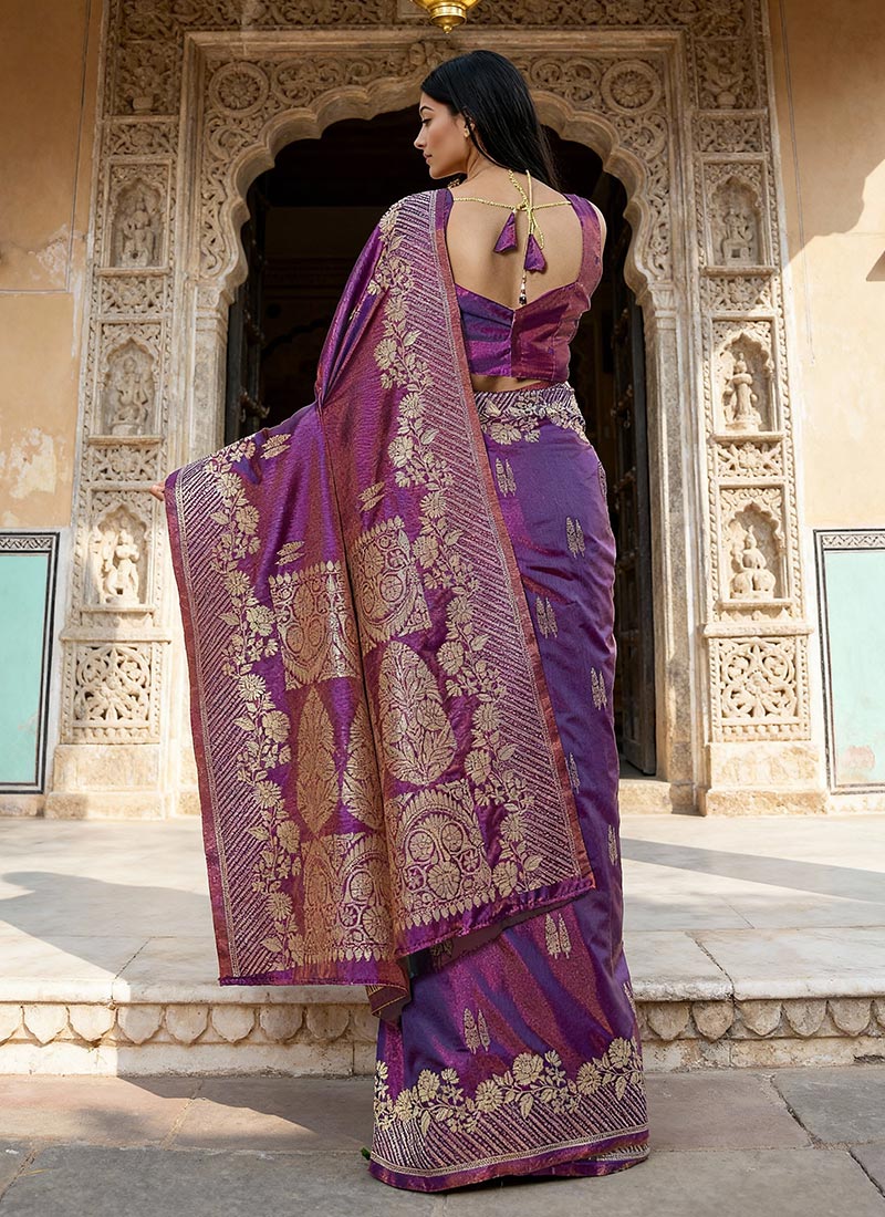 Buy Latest Purple Sarees Online For Women - Cbazaar