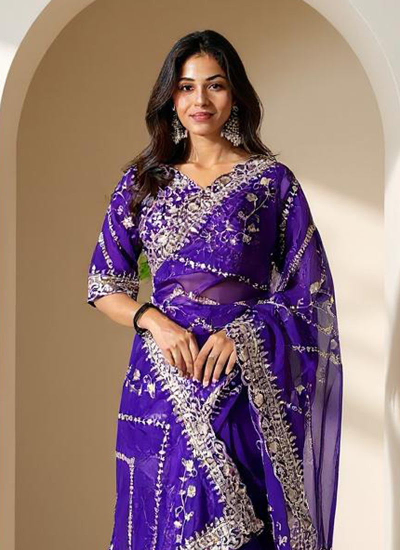 Buy Latest Purple Sarees Online For Women - Cbazaar