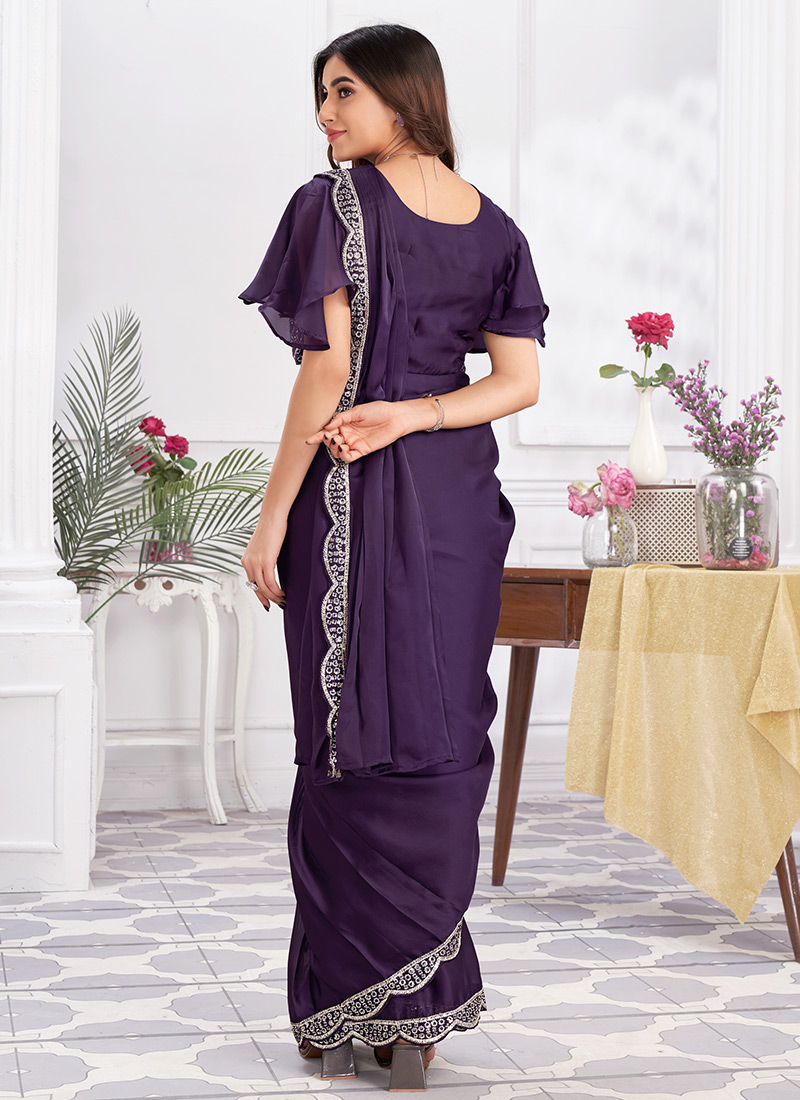 Buy Latest Purple Sarees Online For Women - Cbazaar