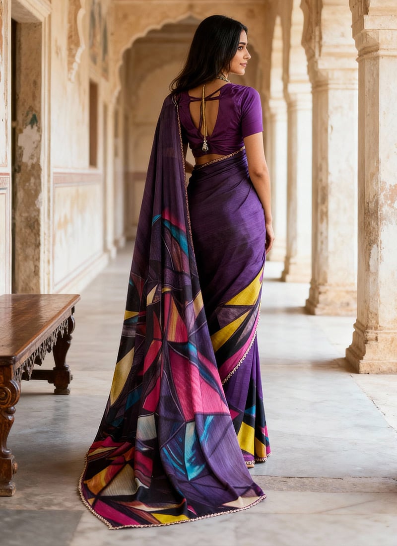 Buy Latest Purple Sarees Online For Women - Cbazaar