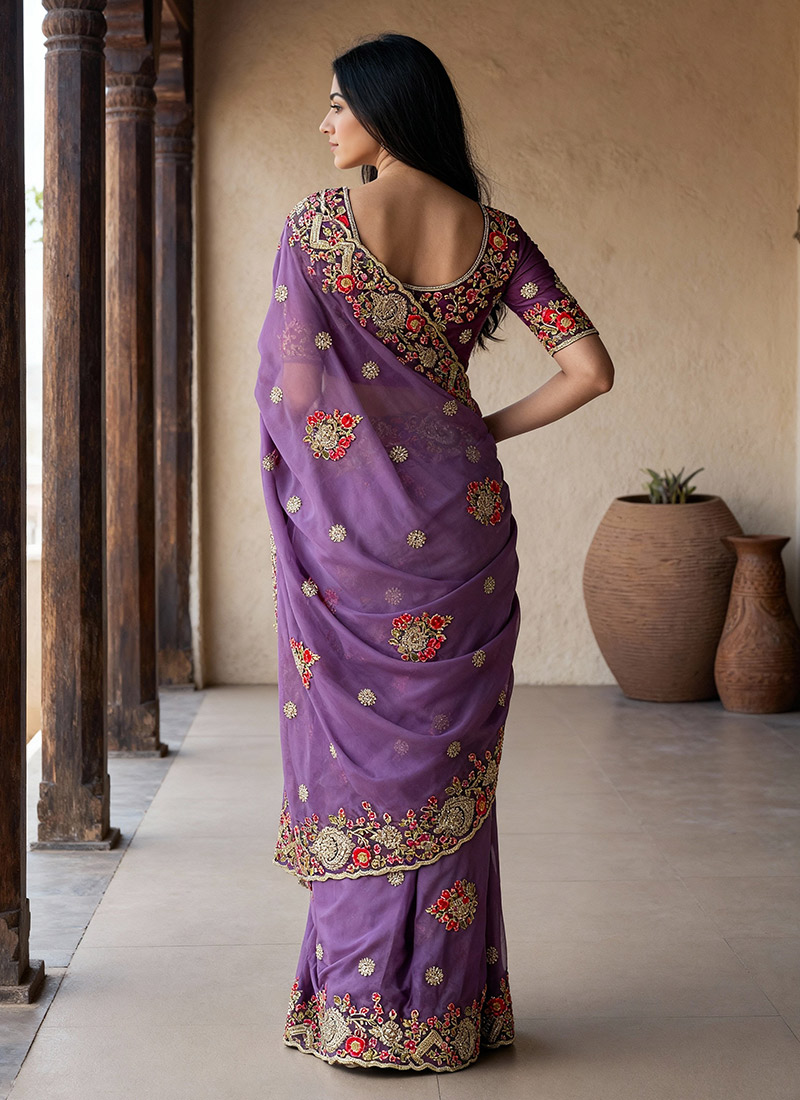 Buy Latest Purple Sarees Online For Women - Cbazaar