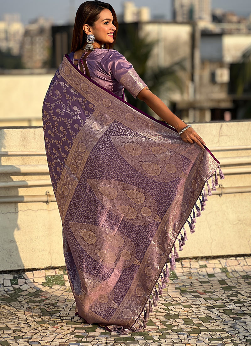 Buy Latest Purple Sarees Online For Women - Cbazaar
