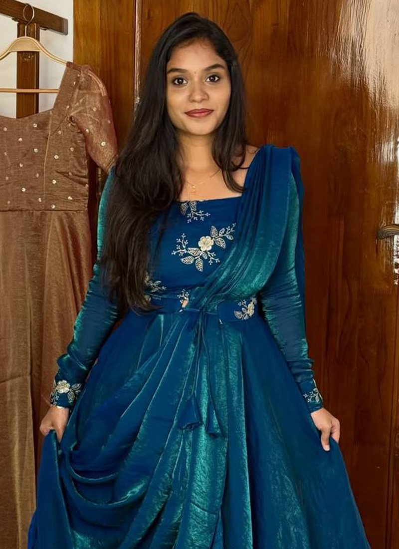 Shop Rama Blue Fendy Silk Embroidered Sequins Lehenga Festive Wear in ...