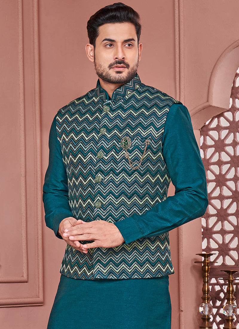 Shop Rama Green Art Silk Embroidered Bandi Set Party Wear Online at ...