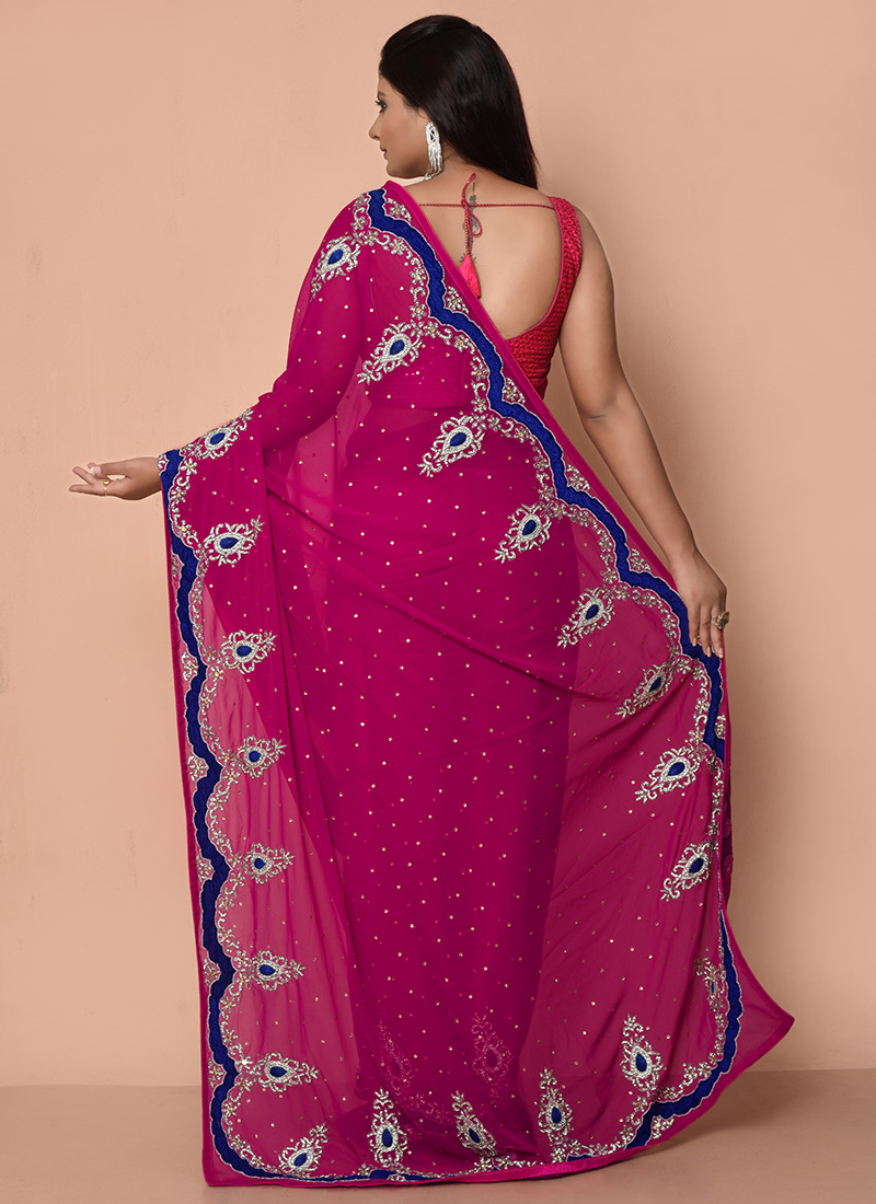 Hand Embroidered Sarees | Zardosi Sarees | Zari Stone work sarees