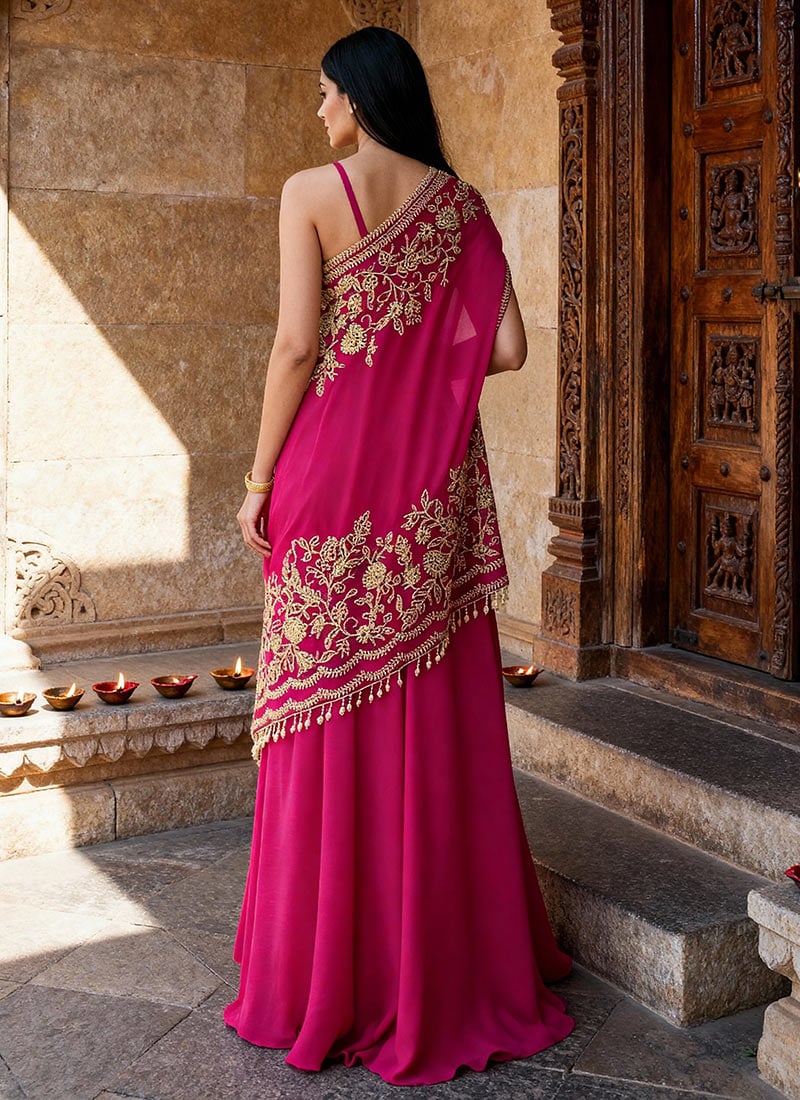 Buy Rani Pink Crepe Sequins And Beads Embroidered Palazzo Set Wedding ...