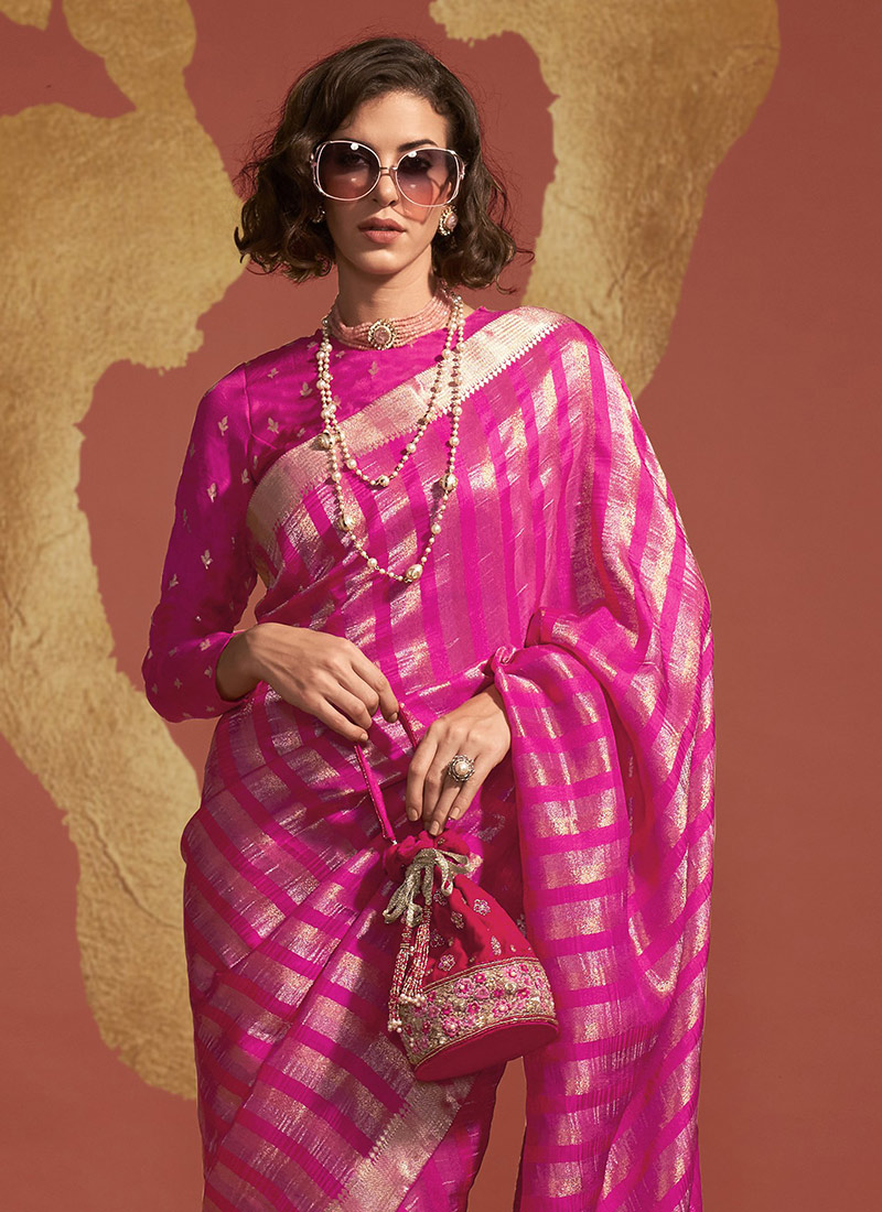 Latest Pink Sarees Designs For Women | Pink Wedding Sarees