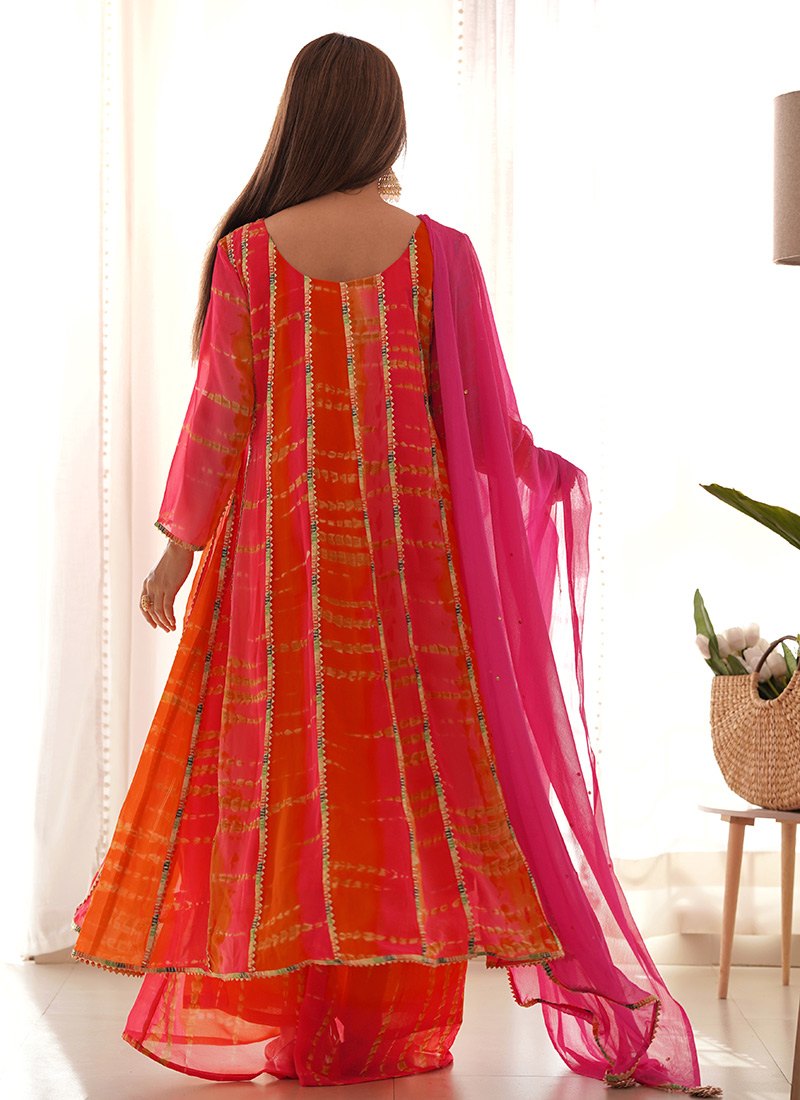 Buy Red Faux Georgette Tie N Dye Anarkali Suit Party Wear Online at ...