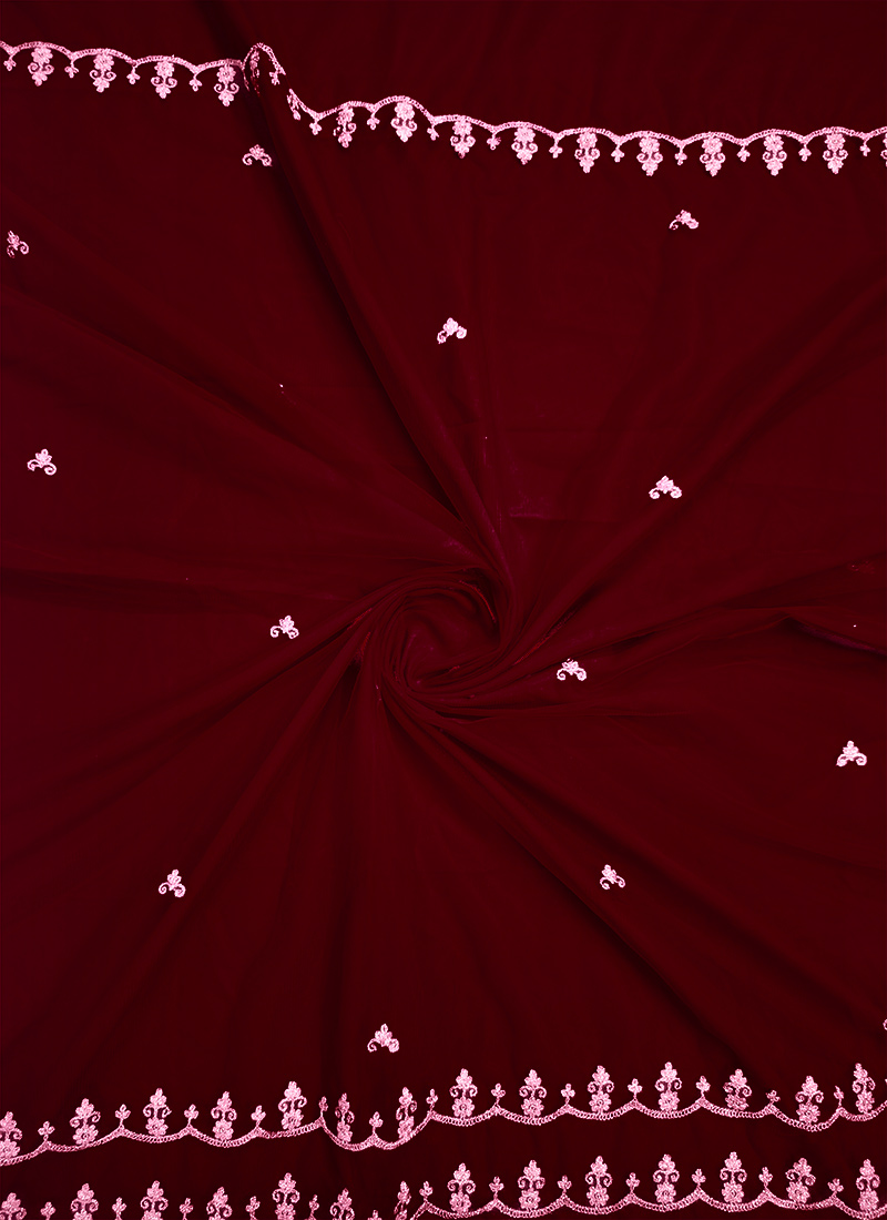 Buy Red Net Embroidered Fabric Online at Best Price | Cbazaar
